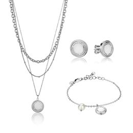 Schmuckset ISABELLA FORD "IS005S", silber, Schmuck_Sets, Damen, First: 40cm, Second: 45cm, Third 50cm. Pendant 25x1,5mm / First: 43cm. Second: 48cm. Pendant diameter: 25x1,5mm. / 155mm., Edelstahl, Schmuckset