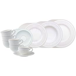 Villeroy & Boch Geschirr-Set VILLEROY & BOCH "Kombiservice Gray Pearl 30er Set wei&szlig;", wei&szlig;, 30, Porzellan, Geschirr-Sets, Geschirr-Set, Sp&uuml;lmaschinengeeignet, Mikrowellengeeignet