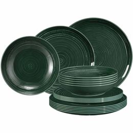 Geschirr-Set Seltmann Weiden "Teller-Set Terra 18er Set", gr&uuml;n (moosgr&uuml;n), 18, Porzellan, Geschirr-Sets, Geschirr-Set, Sp&uuml;lmaschinenfest, Mikrowellensicher, Ofenfest