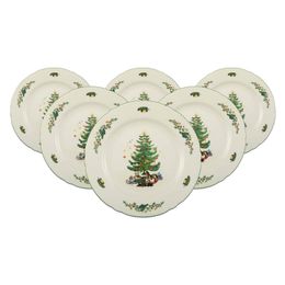 Fr&uuml;hst&uuml;cksteller Seltmann Weiden "Fr&uuml;hst&uuml;cksteller Marieluise Weihnachten &oslash; 20,1 cm 6er Set wei&szlig;-gr&uuml;n", bunt (wei&szlig;, gr&uuml;n), B:20,1cm H:2cm L:20,1cm T:20,1cm &Oslash;:20,1cm, Speiseteller, Sp&uuml;lmaschinengeeignet, Mikrowellengeeignet, Ofenfest, Salamandergeeignet, K&uuml;hlschrankgeeignet, Gefrierschrankgeeignet