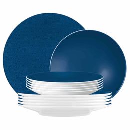 Geschirr-Set Seltmann Weiden "Tafelservice Life Fashion 12er Set", blau (classic blau), 12, Porzellan, Geschirr-Sets, Geschirr-Set, Sp&uuml;lmaschinengeeignet, Mikrowellenfest, Ofenfest
