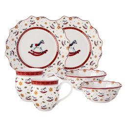 Villeroy & Boch Geschirr-Set VILLEROY & BOCH "Fr&uuml;hst&uuml;cks-Set Schaukelpferd Toy's Delight 6er Set bunt", bunt, 6, Porzellan, Geschirr-Sets, Geschirr-Set, Handw&auml;sche wird empfohlen