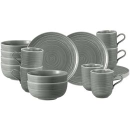 Geschirr-Set Seltmann Weiden "Fr&uuml;hst&uuml;cks-Set Terra 18er Set", grau (perlgrau), 18, Porzellan, Geschirr-Sets, Geschirr-Set, Sp&uuml;lmaschinenfest, Mikrowellensicher, Ofenfest
