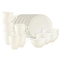 Geschirr-Set Seltmann Weiden "Fr&uuml;hst&uuml;cksservice Savona Grey Line 18er Set creme", beige (creme), 18, Porzellan, Geschirr-Sets, Geschirr-Set, Sp&uuml;lmaschinenfest, Mikrowellensicher, Ofenfest