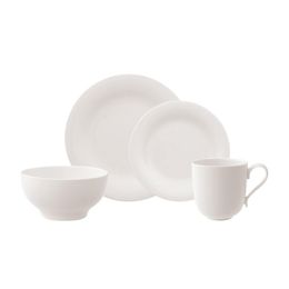 Villeroy & Boch Geschirr-Set VILLEROY & BOCH "Kombi-Set New Cottage Basic 4er Set wei&szlig;", wei&szlig;, 4, Porzellan, Geschirr-Sets, Geschirr-Set, Sp&uuml;lmaschinengeeignet, Mikrowellenfest