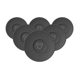 Villeroy & Boch Untertasse VILLEROY & BOCH "Kaffee-Untertassen Manufacture Rock - Mickey Mouse &oslash; 15,4 cm 6er Set schwarz", schwarz, B:15,4cm H:2cm L:15,4cm T:15,4cm &Oslash;:15,4cm, Speiseteller, Sp&uuml;lmaschinenfest, Mikrowellensicher