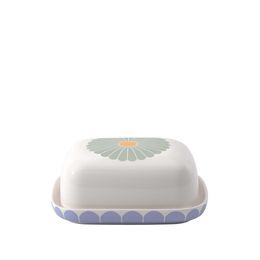 Villeroy & Boch Butterdose VILLEROY & BOCH "Butterdose Fleur Couleur 14,8 x 12,3 cm bunt", bunt, B:12,3cm H:6,4cm L:14,8cm, Porzellan, Lebensmittelaufbewahrungsbeh&auml;lter, Sp&uuml;lmaschinenfest, Mikrowellensicher