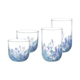 Gl&auml;ser-Set "Wasser- und Longdrinkglas-Set Like Confetti 4er Set blau", blau, B:2cm H:2cm, Glas, LIKE. BY VILLEROY & BOCH, Trinkgef&auml;&szlig;e, Sp&uuml;lmaschinenfest