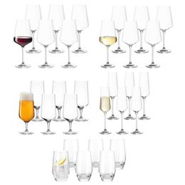 Gl&auml;ser-Set Leonardo "Gl&auml;serset Bier, Sekt, Wein Puccini 30er Set transparent", transparent, B:2cm H:2cm, Glas, Trinkgef&auml;&szlig;e, Ideal f&uuml;r den Alltag, sp&uuml;lmaschinengeeignet