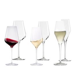 Gl&auml;ser-Set ST&Ouml;LZLE "Wein- und Sektgl&auml;ser Quatrophil 6er Set transparent", bunt (transparent), B:2cm H:2cm, Glas, Trinkgef&auml;&szlig;e, Sp&uuml;lmaschinengeeignet