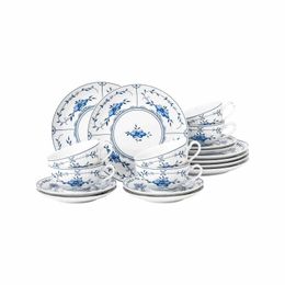 Geschirr-Set Seltmann Weiden "Teeservice Amina Strohblume 6er Set wei&szlig;-blau", bunt (wei&szlig;, blau), 18, Porzellan, Geschirr-Sets, Geschirr-Set, Sp&uuml;lmaschinenfest, Mikrowellensicher, Ofenfest