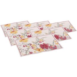 Villeroy & Boch Platzset VILLEROY & BOCH "Platzesets Mariefleur 49 x 32,5 cm 6er Set bunt", bunt, B:32,5cm H:2mm L:49cm, Platzsets, waschbar bis 40 Grad C
