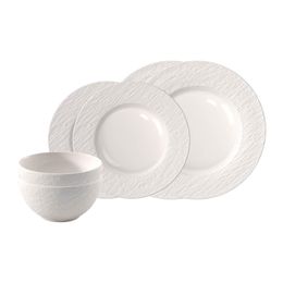 Villeroy & Boch Geschirr-Set VILLEROY & BOCH "Basic-Set Manufacture Ice 6er Set wei&szlig;", wei&szlig;, 6, Porzellan, Geschirr-Sets, Geschirr-Set, Sp&uuml;lmaschinengeeignet, Mikrowellenfest