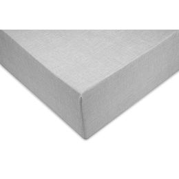 Spannbettlaken ZO HOME "Lino", grau (dove, grau), B:90cm L:200cm, Renforc&eacute;, Obermaterial: 100% Baumwolle, Bettlaken, Spannbettlaken, Laken aus 100% Baumwolle, Leinen Optik, Print, Betttuch ab 90x200