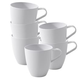 Villeroy & Boch Becher VILLEROY & BOCH "Henkelbecher Pura 270 ml 6er Set wei&szlig;", wei&szlig;, B:9,3cm H:9,3cm &Oslash;:9,3cm, Porzellan, Trinkgef&auml;&szlig;e, Becher, Sp&uuml;lmaschinenfest, Mikrowellensicher