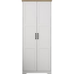 Kleiderschrank OTTO HOME "Emmilia Schrank Schlafzimmerschrank im Landhaus Design", wei&szlig;, B:82cm H:200cm T:56cm, FSC-zertifizierter Holzwerkstoff, Schr&auml;nke, Kleiderschrank, Landhaus Schrank mit 2 T&uuml;ren in Breite 82,7cm, H&ouml;he 2m