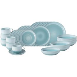 Geschirr-Set "Kombiservice Perlemor Aqua 30er Set blau", blau, 30, Porzellan, LIKE. BY VILLEROY & BOCH, Geschirr-Sets, Geschirr-Set, Sp&uuml;lmaschinengeeignet, Mikrowellengeeignet