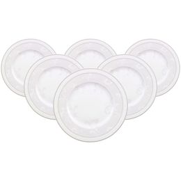 Villeroy & Boch Fr&uuml;hst&uuml;cksteller VILLEROY & BOCH "Fr&uuml;hst&uuml;cksteller Gray Pearl &oslash; 22,7 cm 6er Set wei&szlig;", wei&szlig;, B:22,7cm H:2cm L:22,7cm T:22,7cm &Oslash;:22,7cm, Speiseteller, Sp&uuml;lmaschinengeeignet, Mikrowellengeeignet
