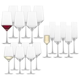 Weinglas ZWIESEL GLAS "Wein- und Sektgl&auml;serset Pure 18er Set transparent", bunt (transparent), B:2cm H:2cm, Glas, Trinkgef&auml;&szlig;e, Weinglas, Sp&uuml;lmaschinengeeignet