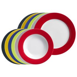 Ritzenhoff & Breker Geschirr-Set RITZENHOFF & BREKER "Tafelservice Doppio 12er Set bunt", bunt, 12, Porzellan, Geschirr-Sets, Geschirr-Set, Sp&uuml;lmaschinenfest, Mikrowellensicher