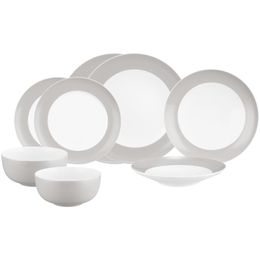 Geschirr-Set Seltmann Weiden "Einsteiger-Set Liberty Pure Colors 8er Set", grau (new grau), 8, Porzellan, Geschirr-Sets, Geschirr-Set, Sp&uuml;lmaschinenfest, Mikrowellensicher, Ofenfest