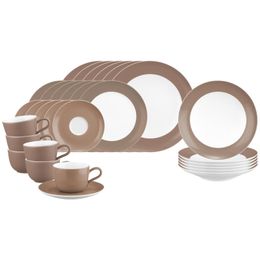 Geschirr-Set Seltmann Weiden "Kombiservice Liberty Pure Colors 30er Set", braun (cocoa braun), 30, Porzellan, Geschirr-Sets, Geschirr-Set, Sp&uuml;lmaschinenfest, Mikrowellensicher, Ofenfest