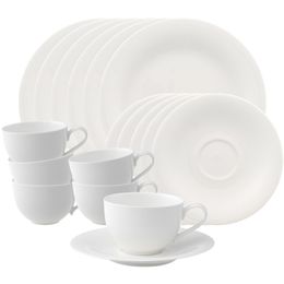 Villeroy & Boch Geschirr-Set VILLEROY & BOCH "Kaffeeservice New Cottage Basic 18er Set wei&szlig;", wei&szlig;, 18, Porzellan, Geschirr-Sets, Geschirr-Set, Sp&uuml;lmaschinengeeignet, Mikrowellengeeignet
