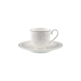 Villeroy & Boch Espressotasse VILLEROY & BOCH "Espressotasse mit Untertasse Gray Pearl 70 ml wei&szlig;", wei&szlig;, B:13cm H:7,5cm &Oslash;:13cm, Porzellan, Trinkgef&auml;&szlig;e, Espressotasse, Sp&uuml;lmaschinengeeignet, Mikrowellengeeignet