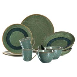Geschirr-Set Leonardo "Tafelservice Matera 10er Set", gr&uuml;n, 10, Keramik, Geschirr-Sets, Geschirr-Set, Ideal f&uuml;r den Alltag, sp&uuml;lmaschinengeeignet, mikrowellengeeignet