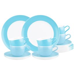 Geschirr-Set Seltmann Weiden "Kaffeeservice Liberty Pure Colors 18er Set", blau (lagoon blau), 18, Porzellan, Geschirr-Sets, Geschirr-Set, Sp&uuml;lmaschinenfest, Mikrowellensicher, Ofenfest
