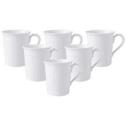 Villeroy & Boch Becher VILLEROY & BOCH "Kaffeebecher Cellini 300 ml 6er Set wei&szlig;", wei&szlig;, B:2cm H:2cm, Porzellan, Trinkgef&auml;&szlig;e, Becher, Sp&uuml;lmaschinengeeignet, Mikrowellenfest
