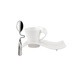 Villeroy & Boch Espressotasse VILLEROY & BOCH "Espressoset NewWave Caff&egrave; 3er Set wei&szlig;", wei&szlig;, B:25,8cm H:13,5cm, Trinkgef&auml;&szlig;e, Espressotasse, Sp&uuml;lmaschinengeeignet, Mikrowellenfest