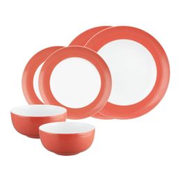 Geschirr-Set Seltmann Weiden "Basic-Set Liberty Pure Colors 6er Set", rot (flamingo rot), 6, Porzellan, Geschirr-Sets, Geschirr-Set, Sp&uuml;lmaschinenfest, Mikrowellensicher, Ofenfest