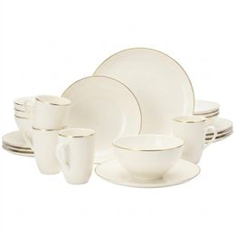 Geschirr-Set Seltmann Weiden "Kombiservice Savona Goldlinie 20er Set creme-gold", beige (creme, gold), 20, Porzellan, Geschirr-Sets, Geschirr-Set, Sp&uuml;lmaschinenfest, Mikrowellensicher, Ofenfest
