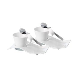 Villeroy & Boch Tasse VILLEROY & BOCH "Kaffee-Set NewWave Caff&egrave; 240 ml 2er Set wei&szlig;", wei&szlig;, B:14cm H:14,5cm, Porzellan, Trinkgef&auml;&szlig;e, Tasse, Sp&uuml;lmaschinengeeignet, Mikrowellenfest