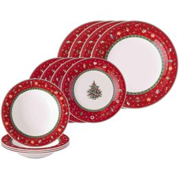Villeroy & Boch Geschirr-Set VILLEROY & BOCH "Tellerset Toy's Delight 12er Set rot", rot, 12, Porzellan, Geschirr-Sets, Geschirr-Set, Mikrowellengeeignet