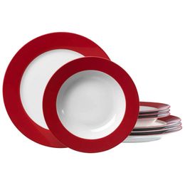 Ritzenhoff & Breker Geschirr-Set RITZENHOFF & BREKER "Tafelservice Doppio 8er Set", rot, 8, Porzellan, Geschirr-Sets, Geschirr-Set, Sp&uuml;lmaschinengeeignet, Sp&uuml;lmaschinenfest