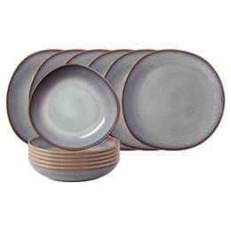 Geschirr-Set "Tafel-Set Lave 12er Set", beige, 12, Steingut, LIKE. BY VILLEROY & BOCH, Geschirr-Sets, Geschirr-Set, Sp&uuml;lmaschinenfest, Mikrowellensicher