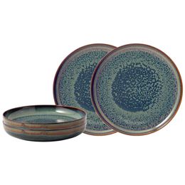 Geschirr-Set "Tafel-Set Crafted Breeze 4er Set blau-grau", bunt (blau, grau), 4, Porzellan, LIKE. BY VILLEROY & BOCH, Geschirr-Sets, Geschirr-Set, Sp&uuml;lmaschinenfest, Mikrowellensicher