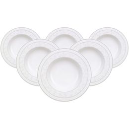 Villeroy & Boch Suppenteller VILLEROY & BOCH "Suppenteller Gray Pearl &oslash; 24,8 cm 6er Set wei&szlig;", wei&szlig;, B:24,8cm H:3,4cm L:24,8cm T:24,8cm &Oslash;:24,8cm, Speiseteller, Sp&uuml;lmaschinengeeignet, Mikrowellengeeignet