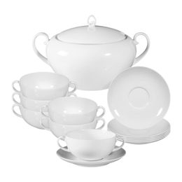 Geschirr-Set Seltmann Weiden "Suppen-Set Rondo/Liane 13er Set wei&szlig;", wei&szlig;, 13, Porzellan, Geschirr-Sets, Geschirr-Set, Sp&uuml;lmaschinengeeignet, Mikrowellengeeignet, Ofenfest, Salamandergeeignet, K&uuml;hlschrankgeeignet, Gefrierschrankgeeignet