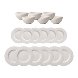 Villeroy & Boch Geschirr-Set VILLEROY & BOCH "Tafelservice Manufacture Rock wei&szlig;", wei&szlig;, 18, Porzellan, Geschirr-Sets, Geschirr-Set, Sp&uuml;lmaschinengeeignet, Mikrowellenfest