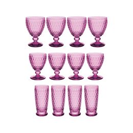 Villeroy & Boch Gl&auml;ser-Set VILLEROY & BOCH "Wein- & Longdrinkgl&auml;ser Boston Coloured 12er Set", lila (berry), B:2cm H:2cm, Glas, Trinkgef&auml;&szlig;e, Sp&uuml;lmaschinenfest