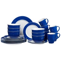 Ritzenhoff & Breker Geschirr-Set RITZENHOFF & BREKER "Kombiservice Doppio 24er Set", blau (indigo blau), 24, Porzellan, Geschirr-Sets, Geschirr-Set, Sp&uuml;lmaschinengeeignet, Sp&uuml;lmaschinenfest