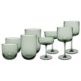 Gl&auml;ser-Set "Komplett-Gl&auml;ser-Set Like Glass 8er Set", gr&uuml;n (sage), B:2cm H:2cm, Glas, LIKE. BY VILLEROY & BOCH, Trinkgef&auml;&szlig;e, Handw&auml;sche wird empfohlen