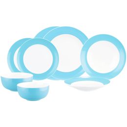 Geschirr-Set Seltmann Weiden "Einsteiger-Set Liberty Pure Colors 8er Set", blau (lagoon blau), 8, Porzellan, Geschirr-Sets, Geschirr-Set, Sp&uuml;lmaschinenfest, Mikrowellensicher, Ofenfest