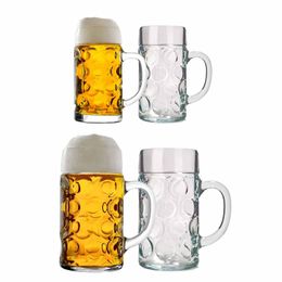 Bierkrug ST&Ouml;LZLE "Bierkr&uuml;ge Isar 0,5l + 1l 4er Set transparent", bunt (transparent), B:2cm H:2cm, Glas, Trinkgef&auml;&szlig;e, Erh&ouml;hte Bruchfestigkeit, Sp&uuml;lmaschinengeeignet