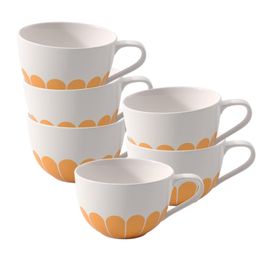 Villeroy & Boch Tasse VILLEROY & BOCH "Cappuccinotassen Fleur Couleur 300 ml 6er Set", gelb (soleil), B:11cm H:7cm &Oslash;:11cm, Porzellan, Trinkgef&auml;&szlig;e, Tasse, Sp&uuml;lmaschinenfest, Mikrowellensicher