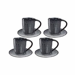 Espressotasse Leonardo "Espressotassen Matera 8er Set", grau (anthrazit), B:2cm H:2cm, Keramik, Trinkgef&auml;&szlig;e, Espressotasse, Ideal f&uuml;r den Alltag, sp&uuml;lmaschinengeeignet, mikrowellengeeignet
