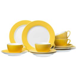 Ritzenhoff & Breker Geschirr-Set RITZENHOFF & BREKER "Kaffeeservice Doppio 12er Set", gelb, 12, Porzellan, Geschirr-Sets, Geschirr-Set, Sp&uuml;lmaschinengeeignet, Sp&uuml;lmaschinenfest